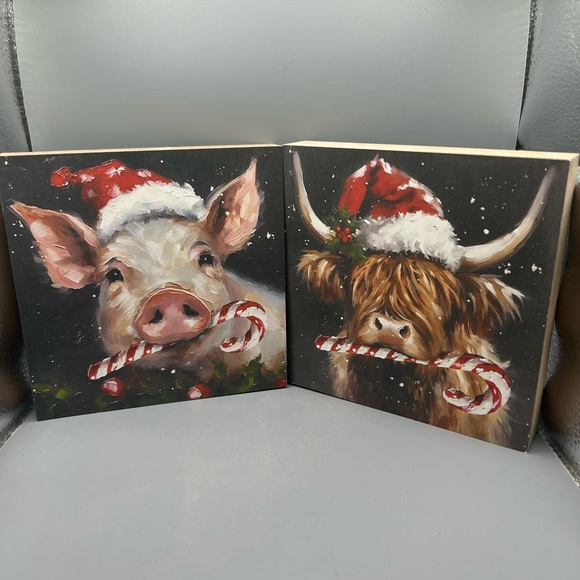 Hobby Lobby | Holiday | Hobby Lobby Highland Cow And Pig With Santa Hat ...